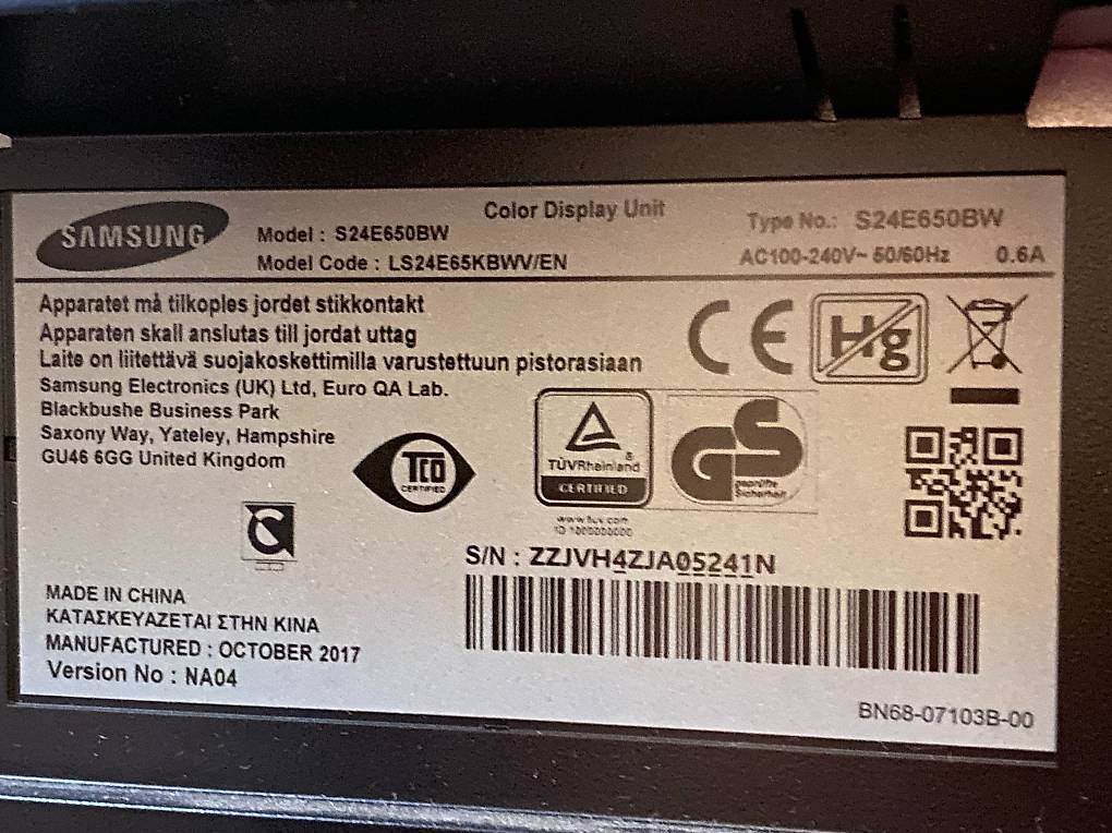 Samsung S24E650BW Monitor 24" ungeprüft, guter Zustand im Kanton Zürich ...