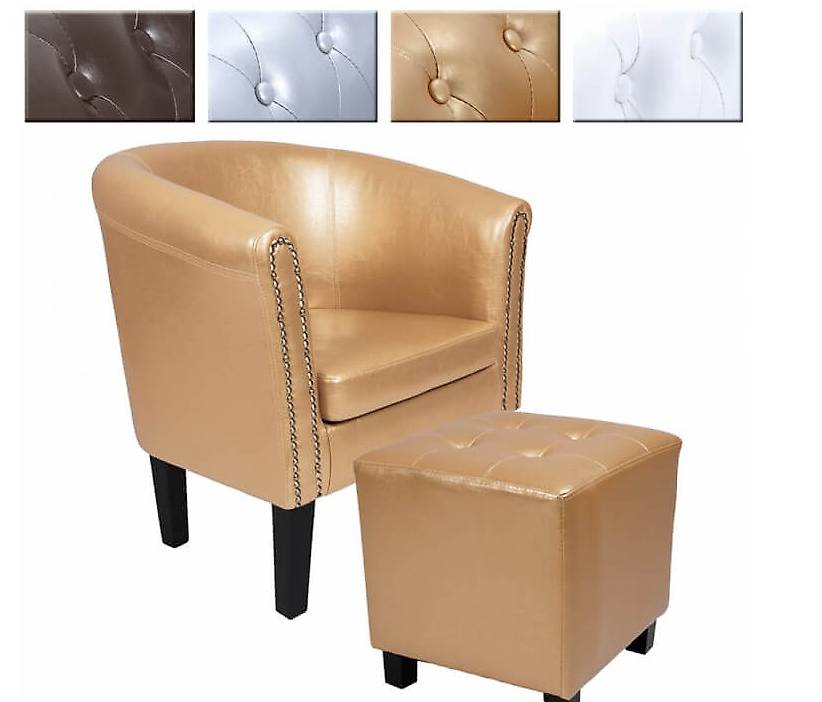 Chesterfield Sessel inkl. Sitzhocker in Gold Canton Zoug - tutti.ch