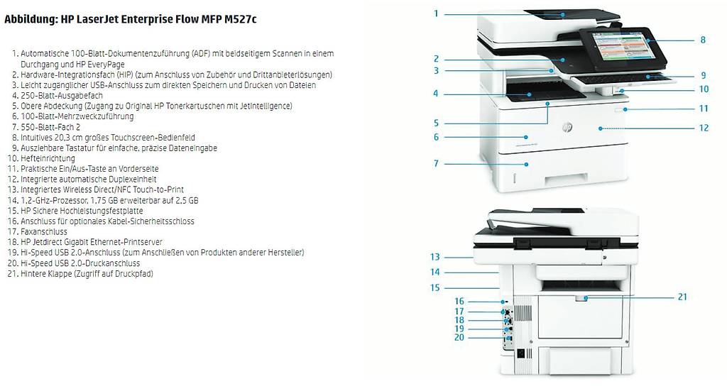 HP LaserJet Enterprise Flow MFP M527c, wie neu, Top Preis im Kanton ...