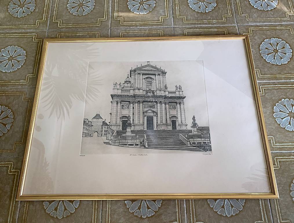 Rudolf Häsler Radierung St. Ursen-Kathedrale Solothurn im Kanton ...