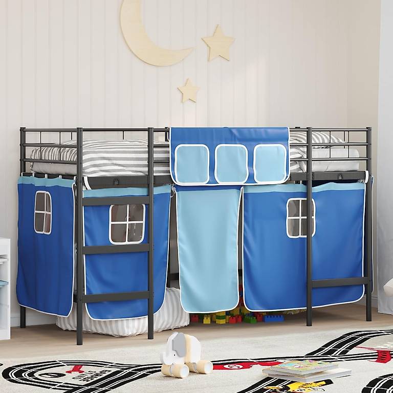 Neu-- Kids'Loft Bed Frame with Curtains Schwarz und Blau im Kanton ...