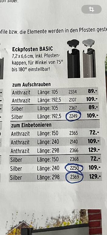 Pfosten Basic silber WPC im Kanton Aargau - tutti.ch