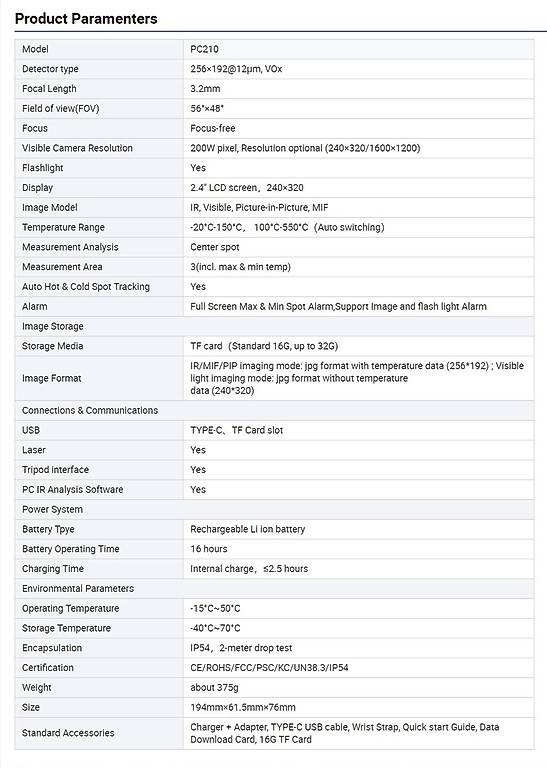 Guide PC210 Thermische Imaging Kamera Digital Thermometer im Kanton ...