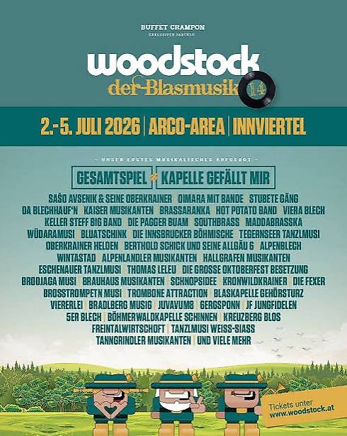 Zwei Tickets für Woodstock der Blasmusik 2026 im Kanton Appenzell ...