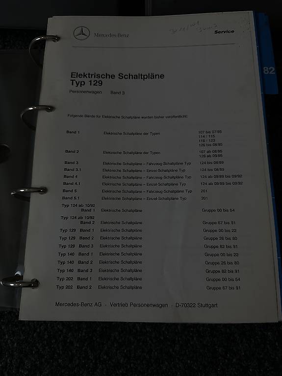 Elektrische Schaltpläne Mercedes SL R129 280 300 320 500 600 im Kanton ...