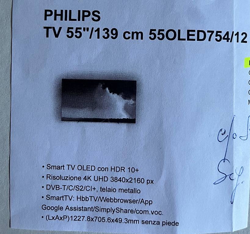 Vendo TV Philips 55"/139cm Oled754/12 Ambilight Cantone Ticino - tutti.ch