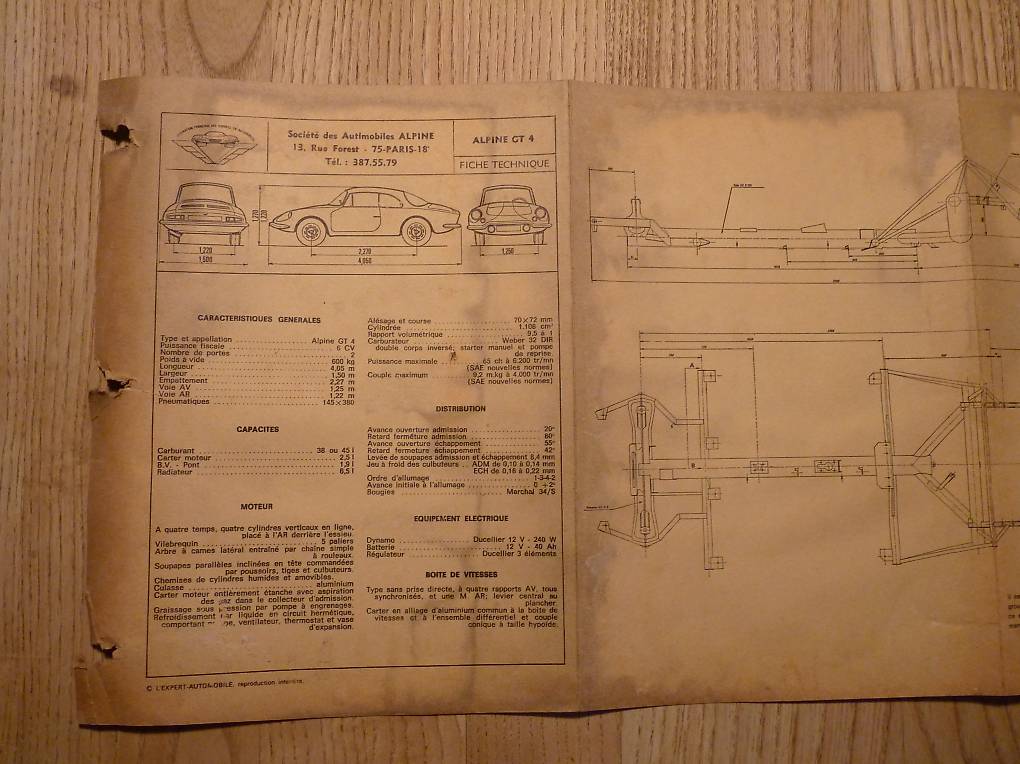 Oldtimer Renault Alpine GT4 Technische Fiche im Kanton Bern - tutti.ch