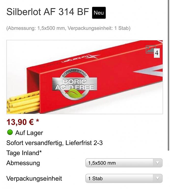 Silberlot / Silberhartlot AF 314 BF (neu&ovp) im Kanton Aargau - tutti.ch