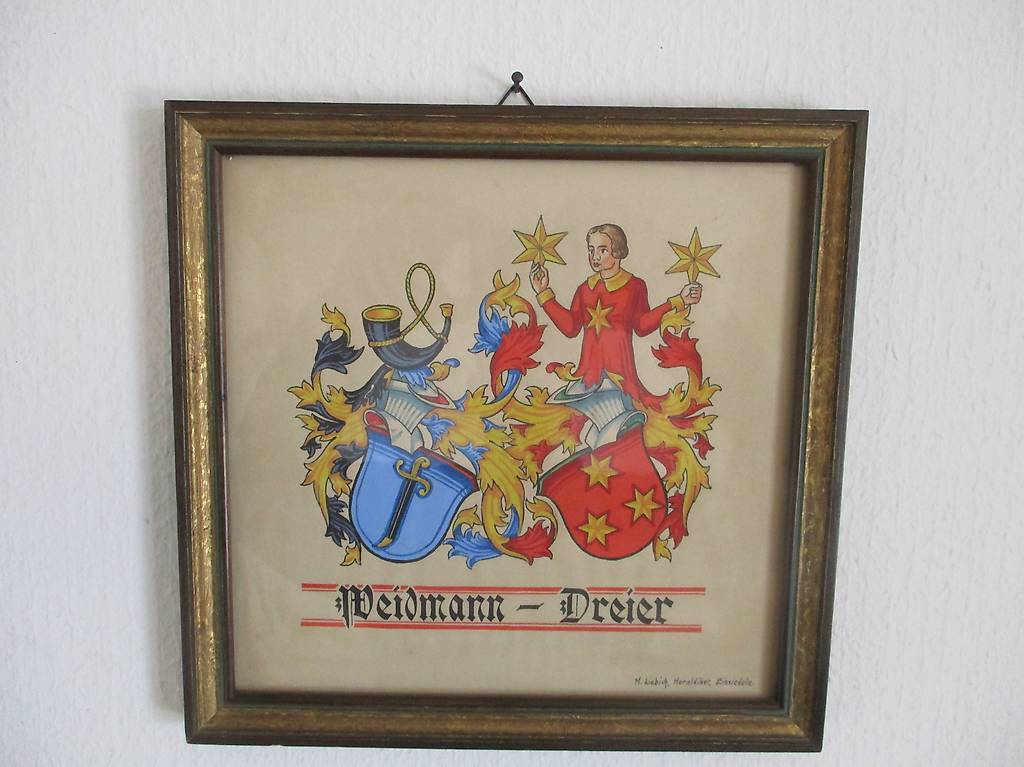 Bild / Gemälde Familien-Wappen Weidmann-Dreier Heraldik im Kanton ...