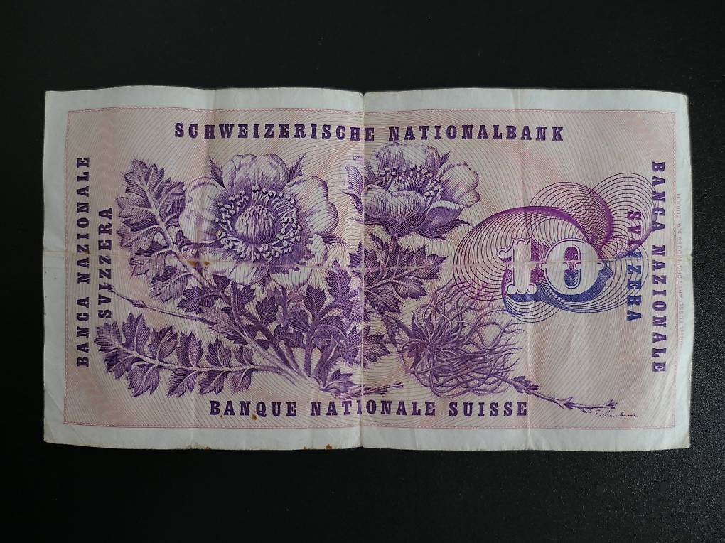 10 Franken-Note gefaltet, 1973 + 1977 im Kanton Bern - tutti.ch